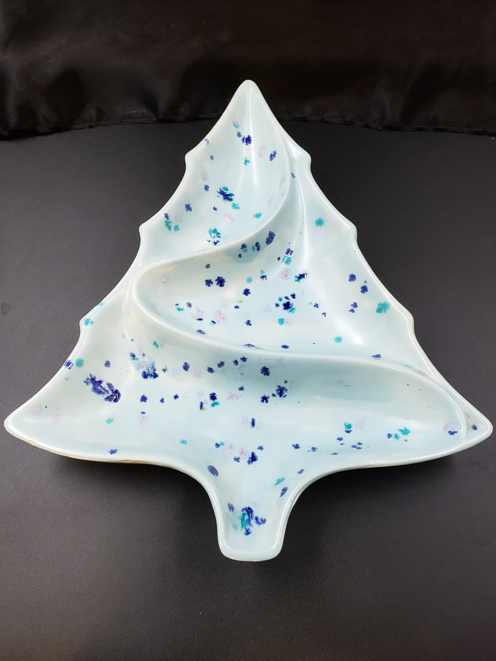 Vintage Atlantic Mold Speckled Aqua Blue Christmas Tree Tray Dish Gift ...