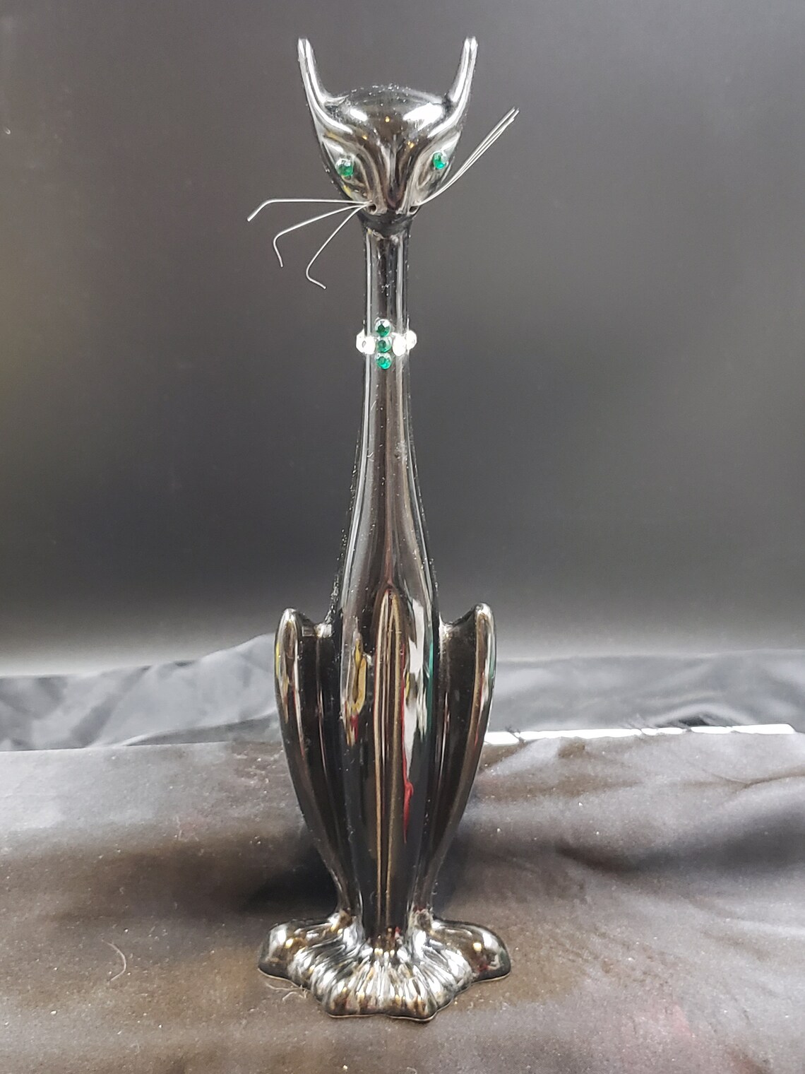 MCM Brinn's Black Tall Long Neck Kitty Cat With Jeweled - Etsy