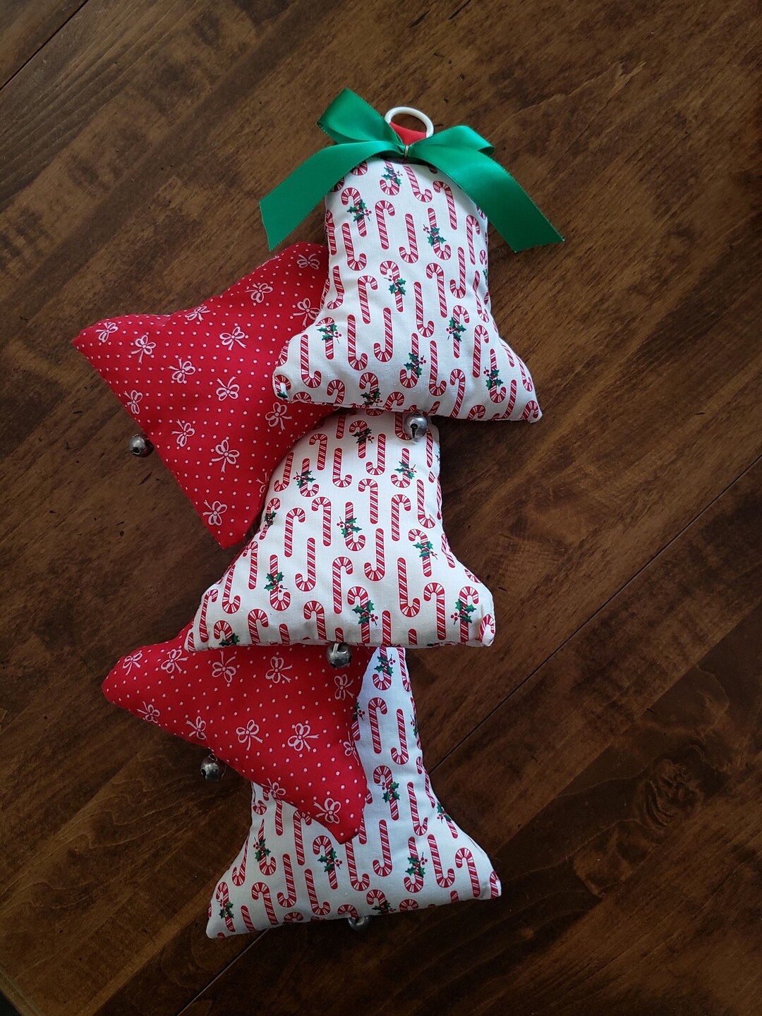 Vintage Hand Sewn Cloth Christmas Bells With Jingle Bells Wall Hanging ...