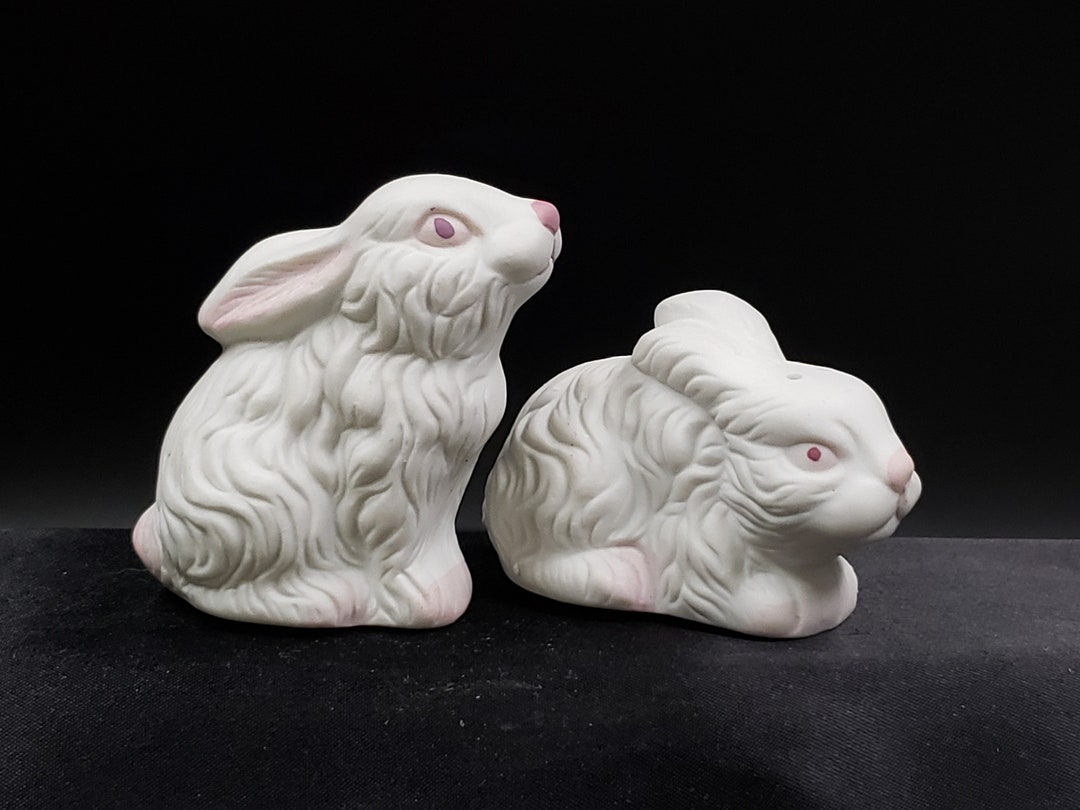 White Bunny Rabbit Salt and Pepper Shaker Set for Spring Easter Mantel ...