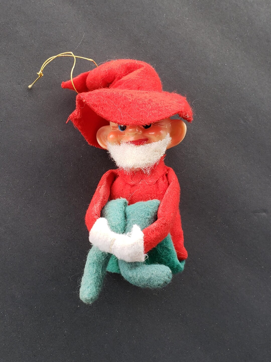 Vintage Happy Pixie Elf Knee Hugger in Large Red Hat for Christmas ...