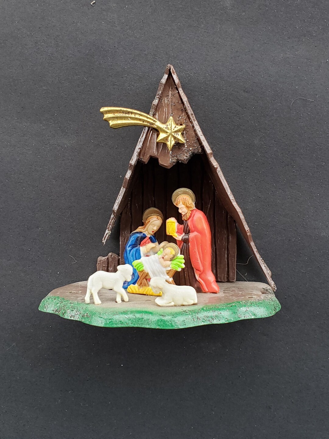 Vintage Shiny Brite Nativity the Holy Family Miniature Ornament Retro ...