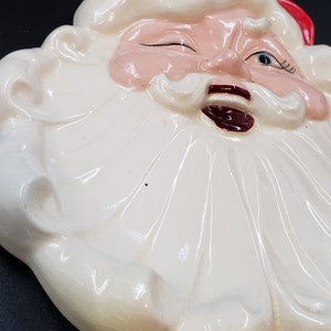 Vintage Ceramic Winking Santa Wall Hanging or Plate Tray Dish Gift for ...