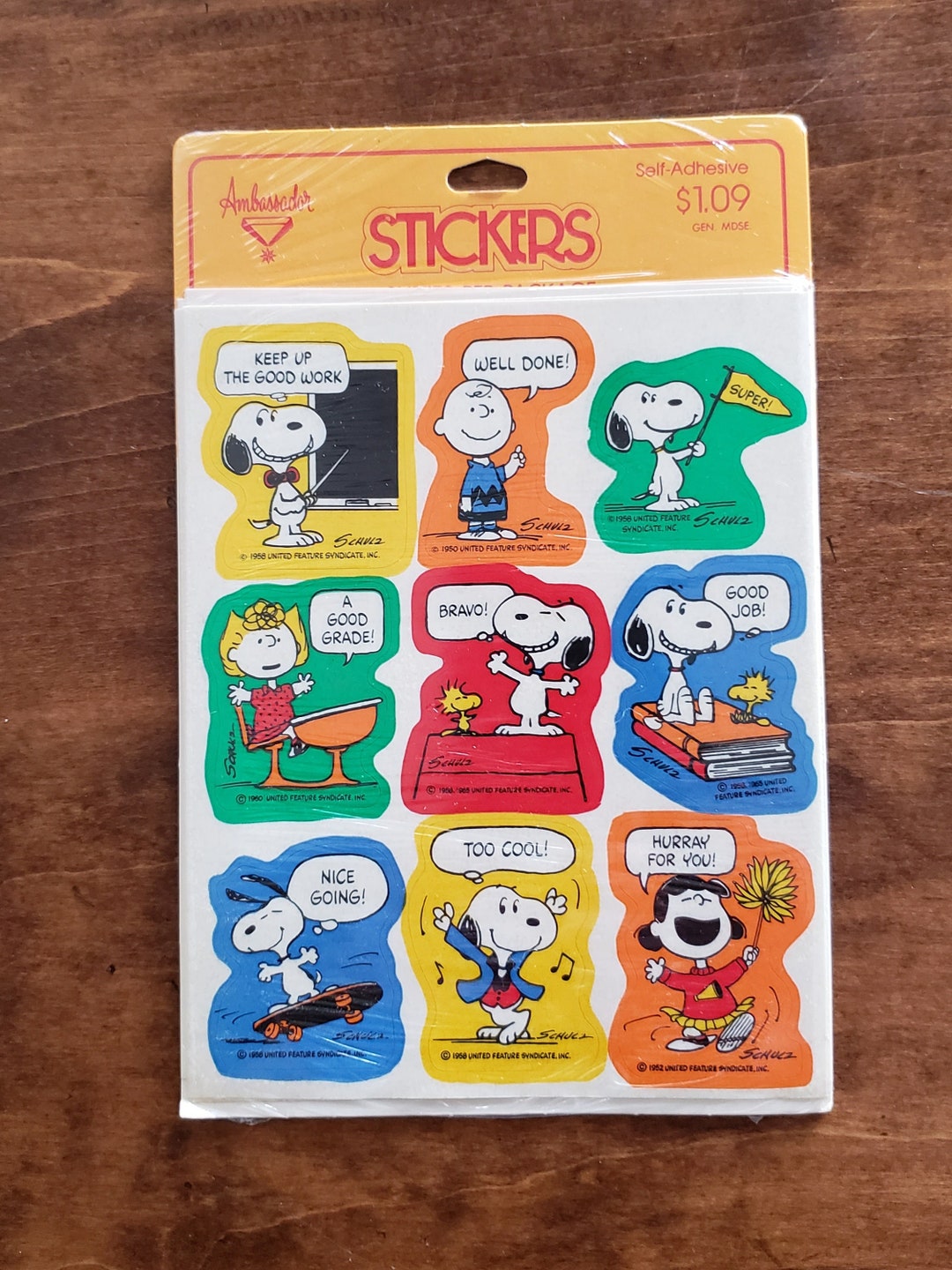 Peanuts Stickers 4 Sheets New in Unopened Package by Ambassador Gift ...