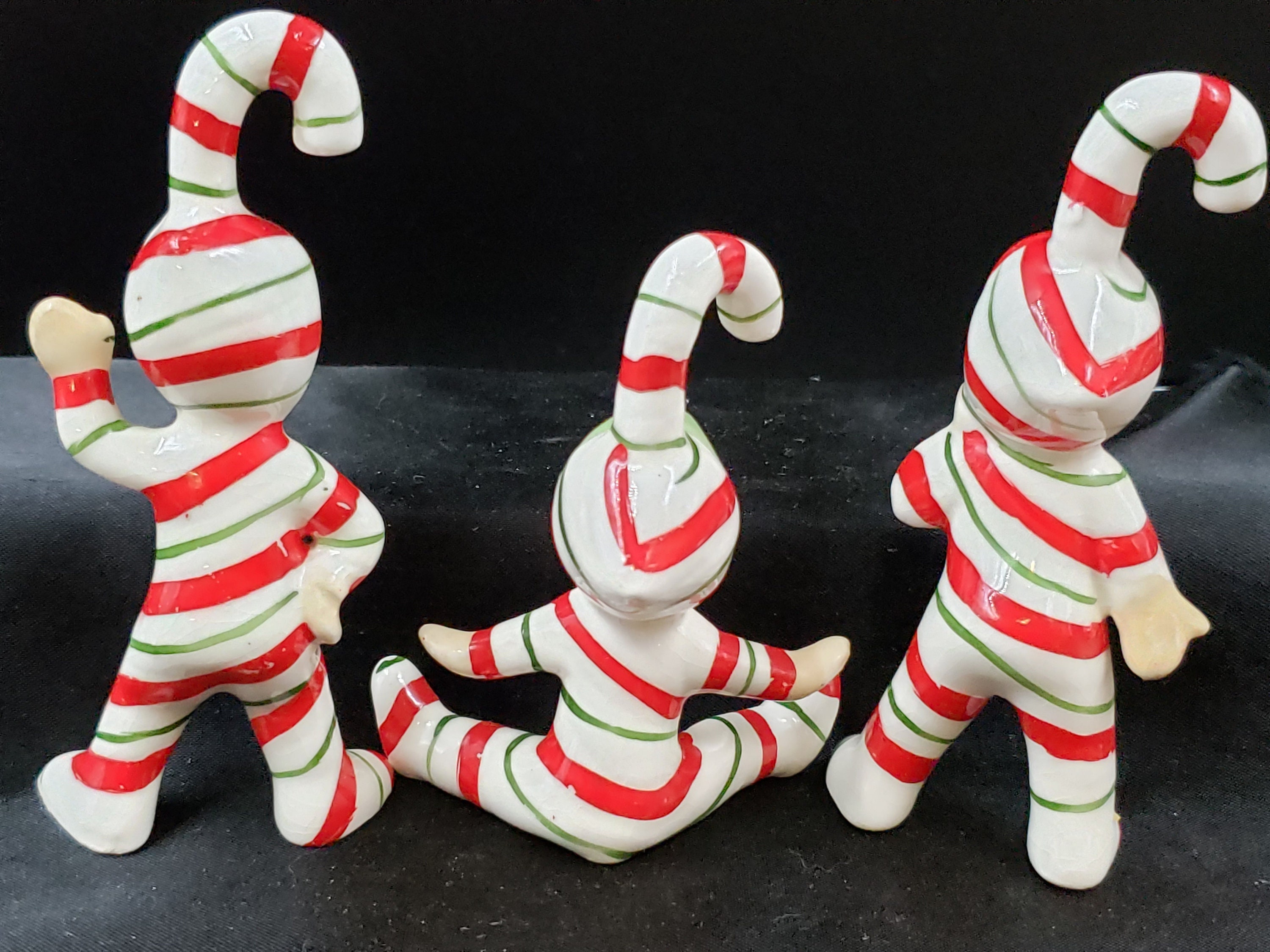 Super CUTE Lefton Candy Cane Striped Pixie Kids Set of 3 | Etsy