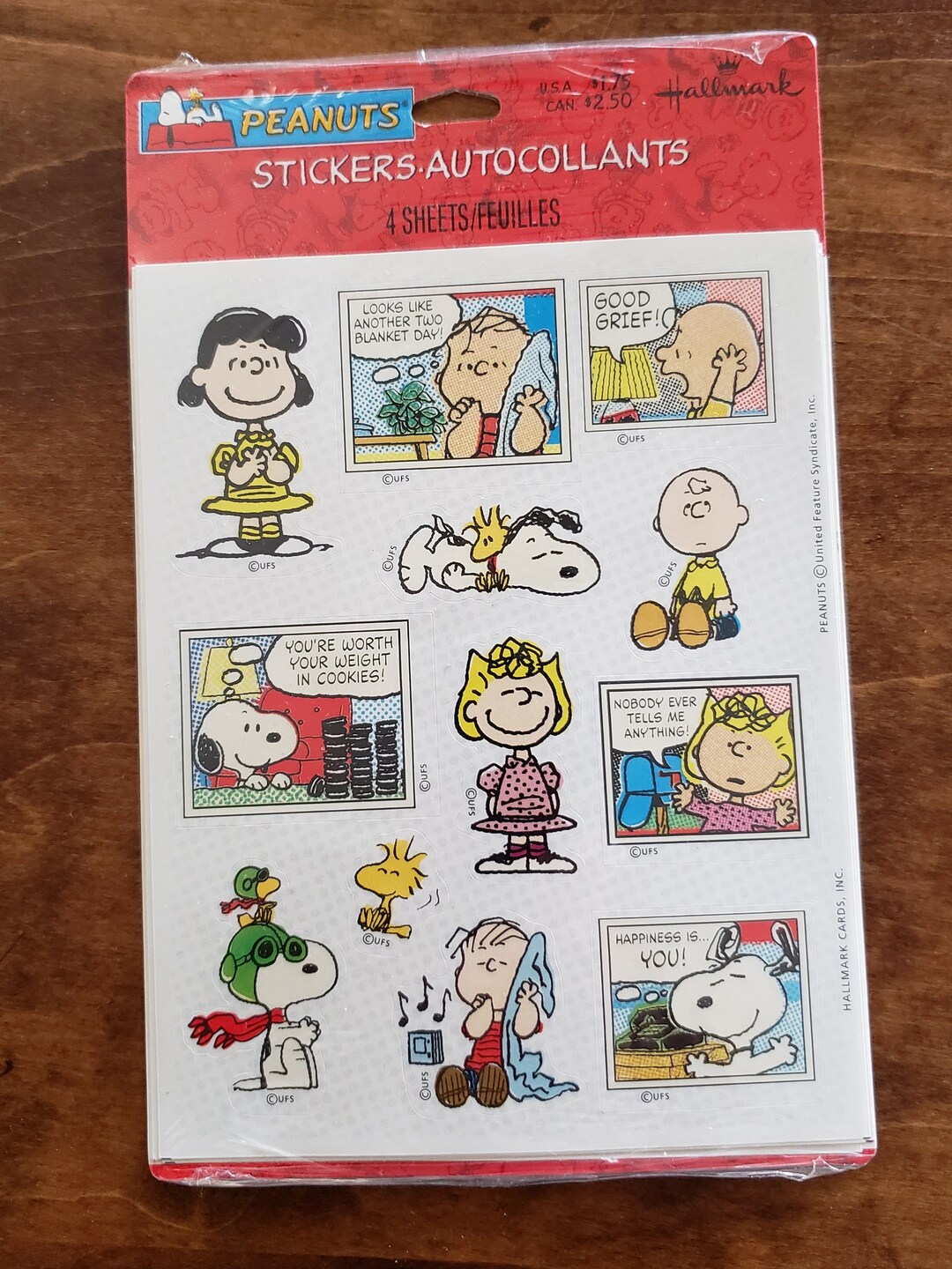 Snoopy Peanuts Stickers 4 Sheets New in Unopened Package by Hallmark ...