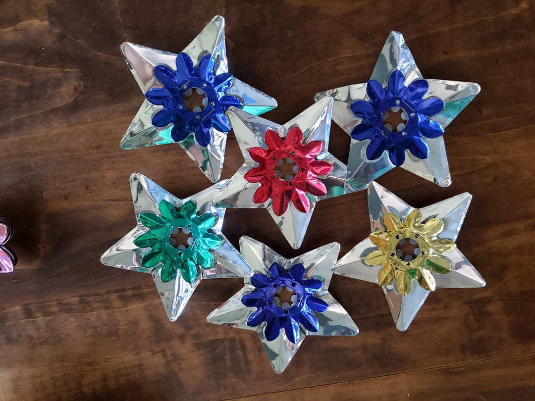 Vintage Yellow Blue Red Green Metal Light Reflectors Set of 6 for ...