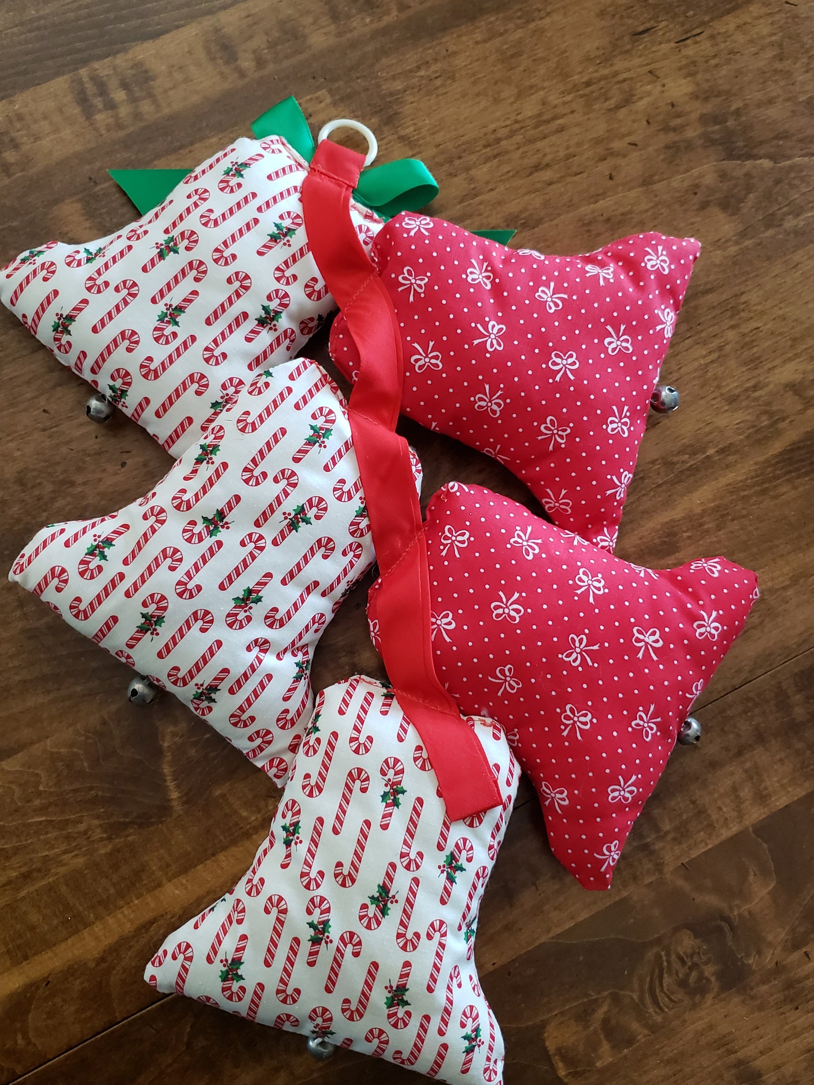Vintage Hand Sewn Cloth Christmas Bells With Jingle Bells Wall Hanging ...