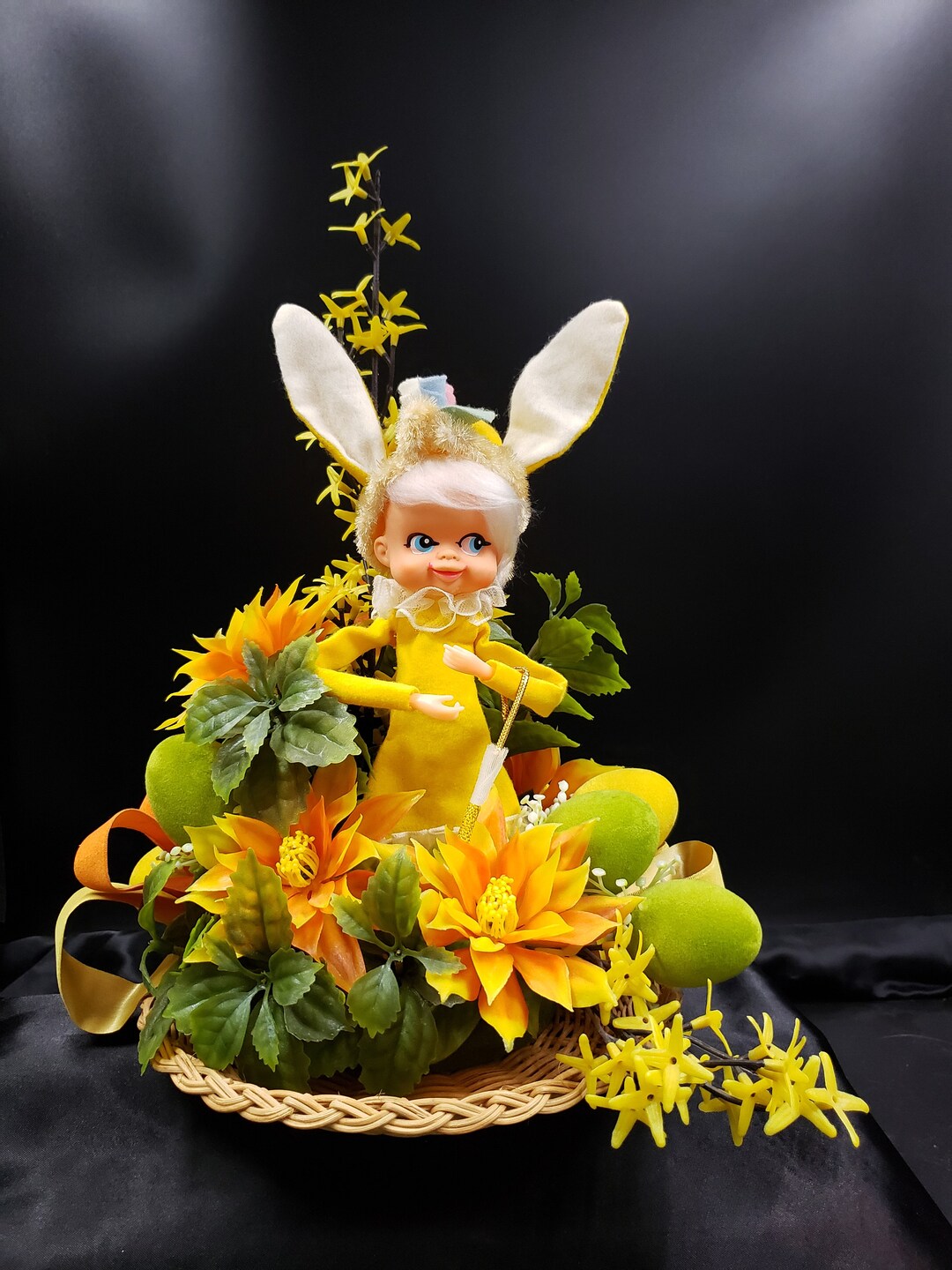 Big Eye Pixie Knee Hugger Bunny Rabbit With Posable Ears Floral ...