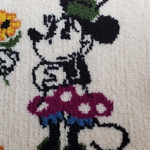 Large Vintage Mickey and Minnie Mouse Wool Hooked Rug for Mickey Minnie ...