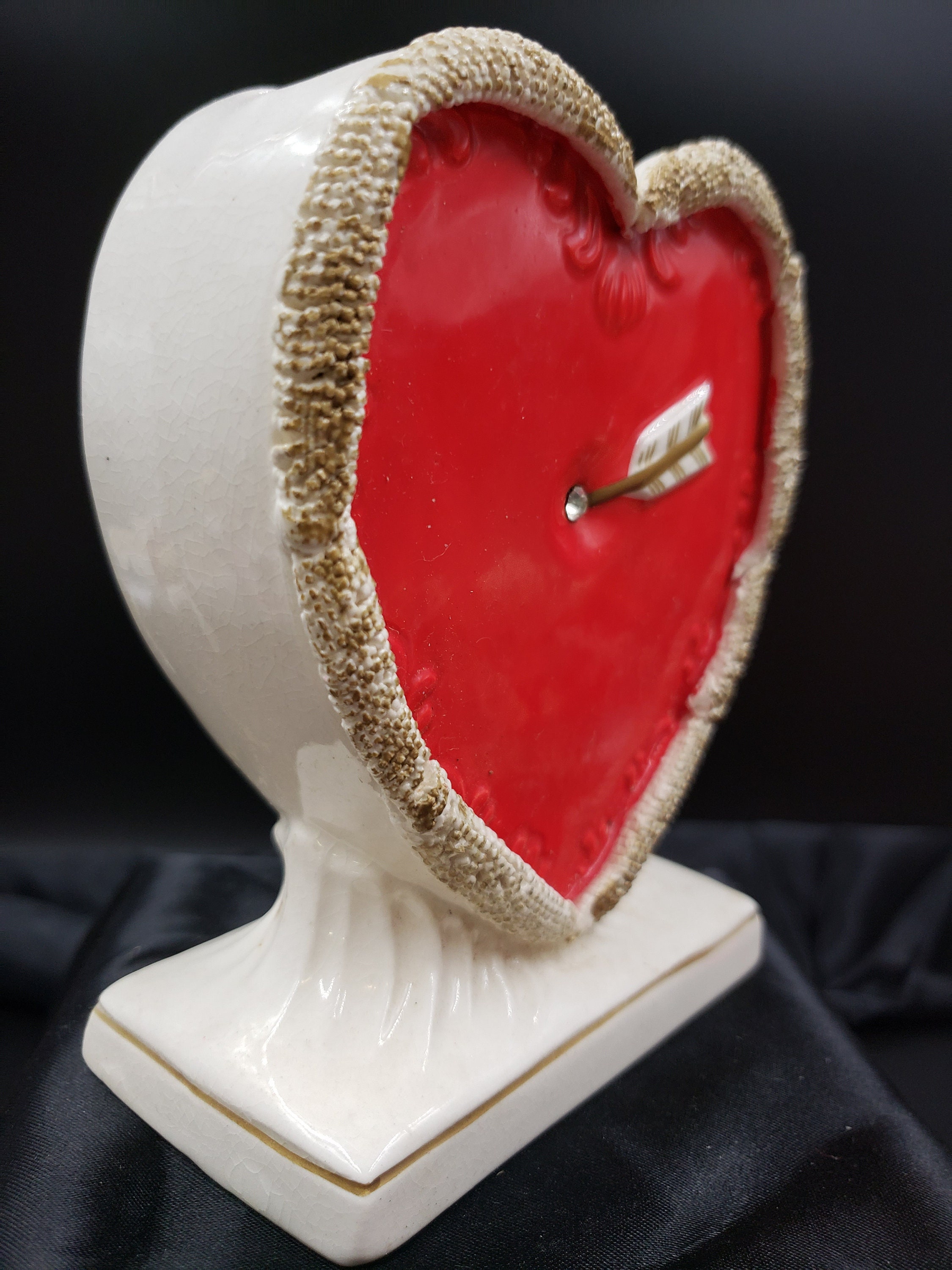 A Fine Quality Red Heart Shaped Vase With Cupid's Arrow and Spaghetti ...