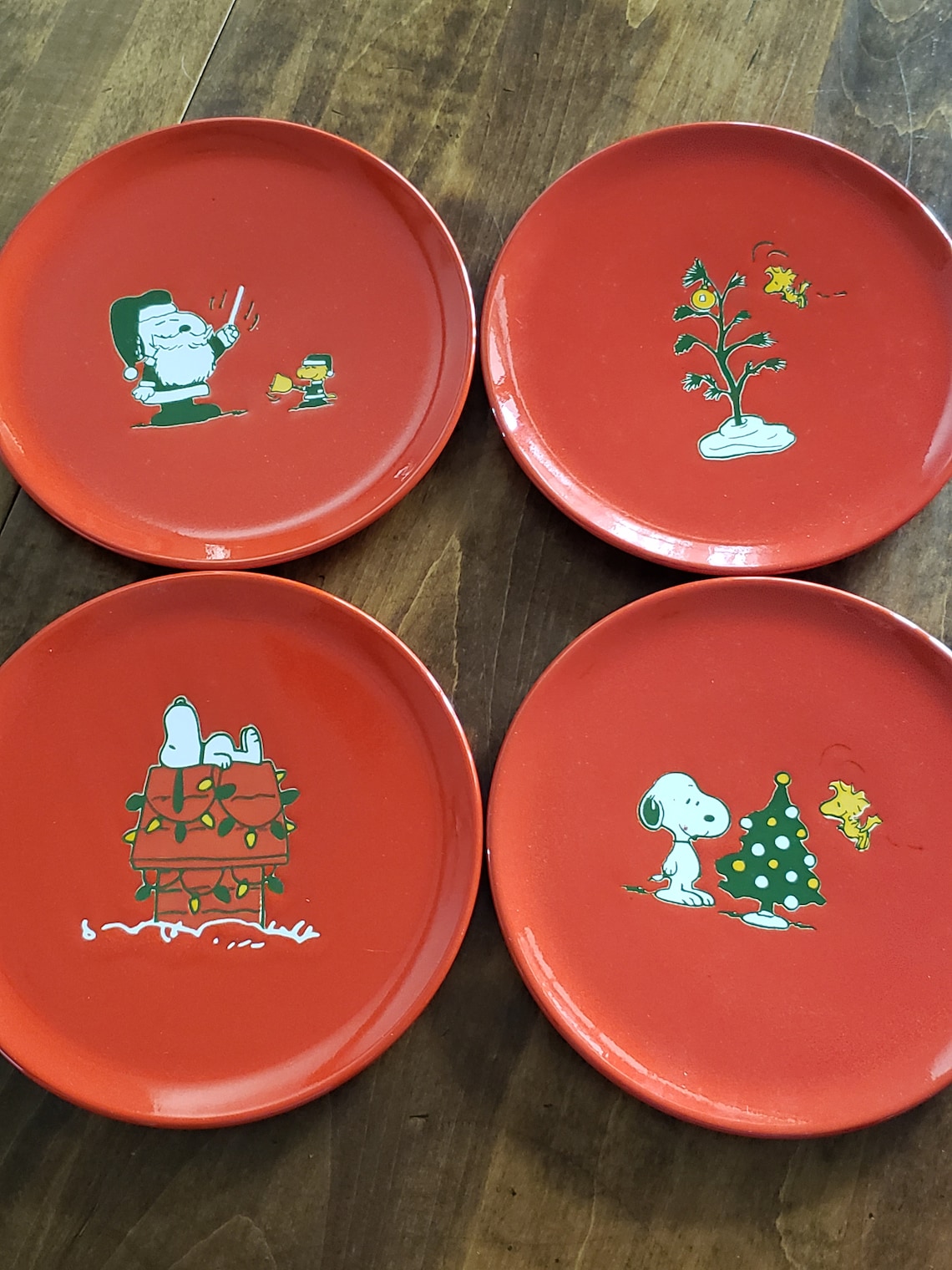 Snoopy Christmas Waechtersbach Plate Set of Four Gift for - Etsy