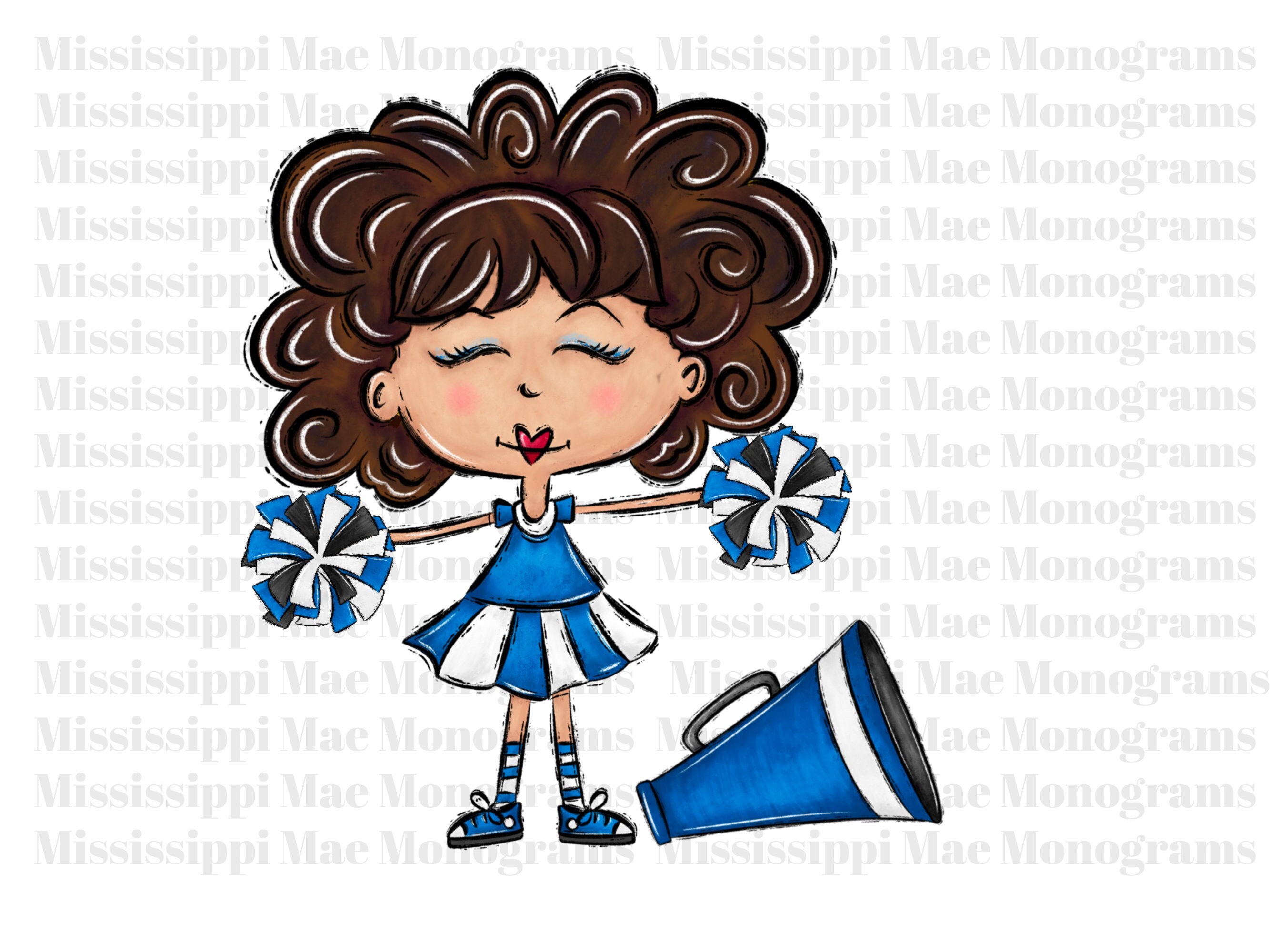 Blue Cheerleader PNG Blue Cheer Team Sublimation Design - Etsy