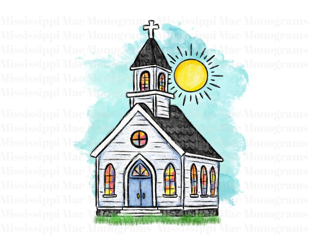 Church PNG, Spring Sublimation Design for Shirts, Church With Stained ...