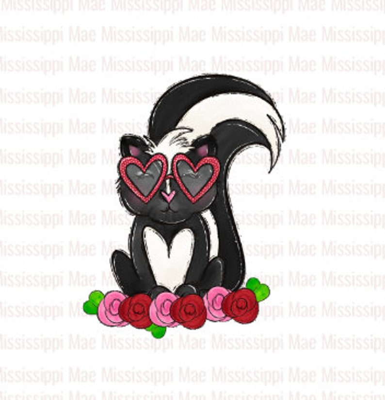 Valentine Floral Skunk PNG, Valentine Digital Download, Sublimation PNG ...