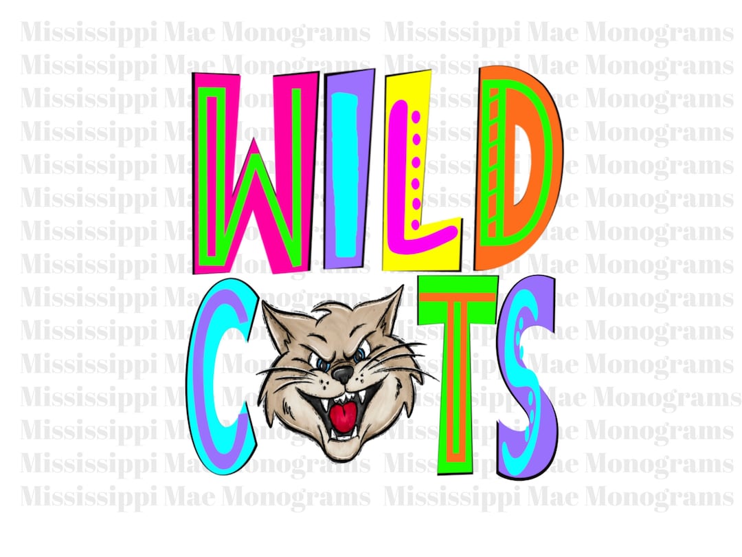 Wildcat School Spirit PNG, Wildcat Mascot, Stacked Design, Sublimation ...