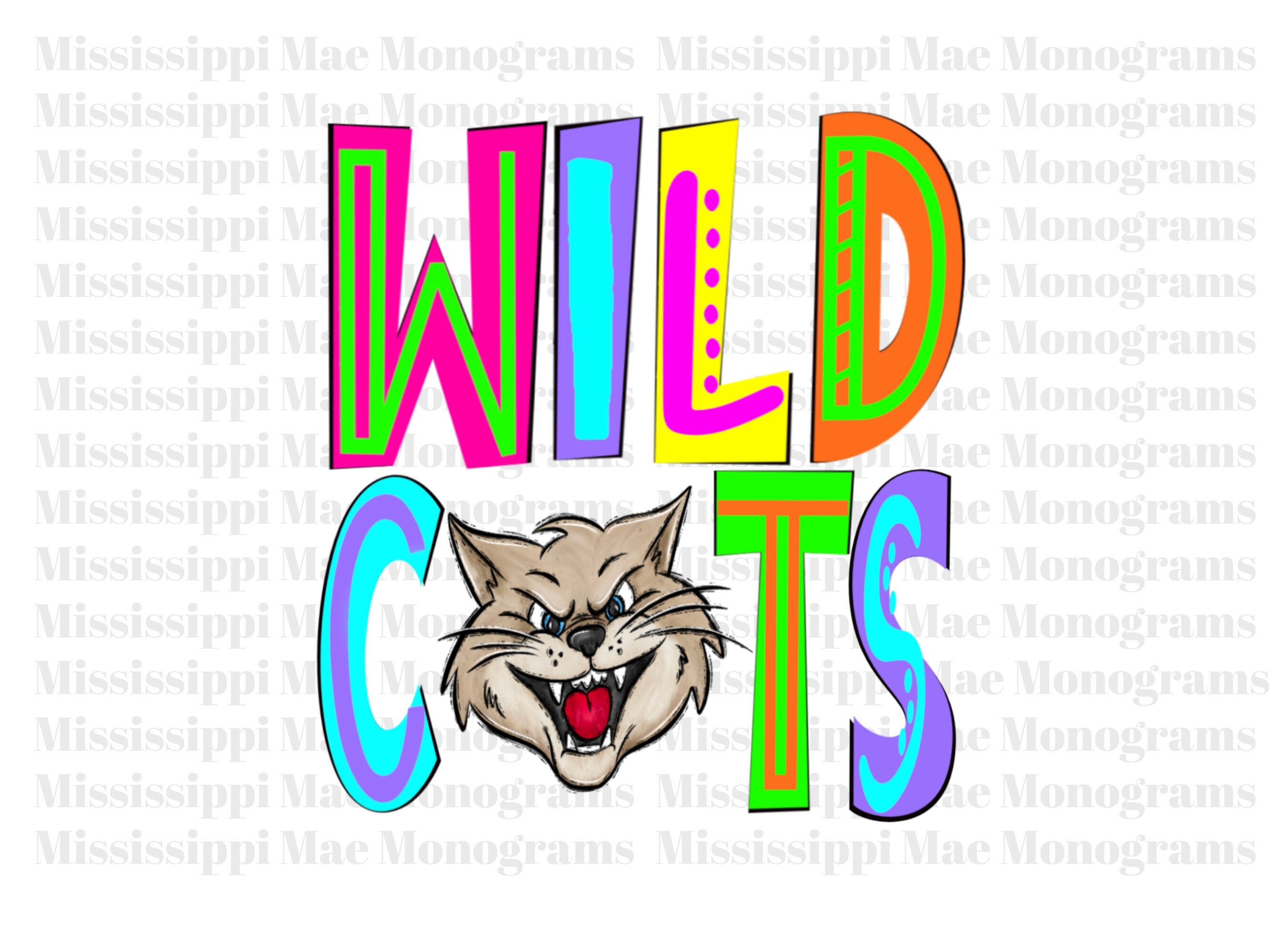 Wildcat School Spirit PNG, Wildcat Mascot, Stacked Design, Sublimation ...