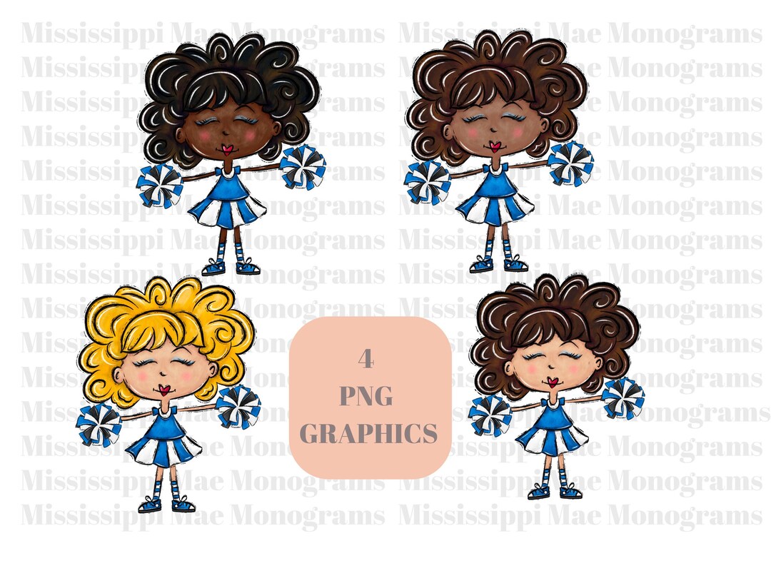 Blue Cheerleader PNG, Blue Cheer Team Sublimation Design, Digital ...