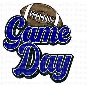 Game Day PNG Blue Football Team Sublimation Design for - Etsy