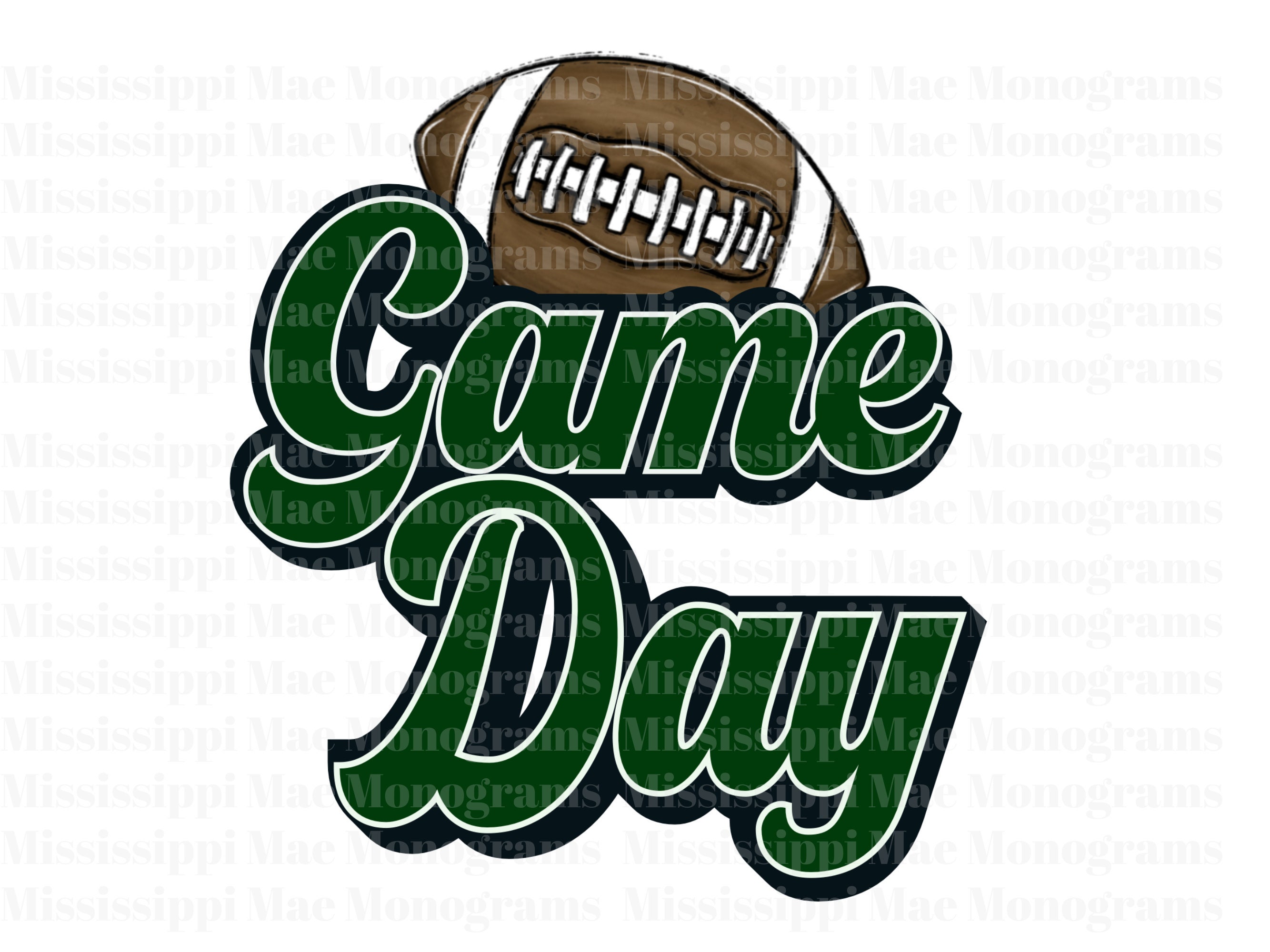 Green Game Day PNG Green Football Team Sublimation Design - Etsy