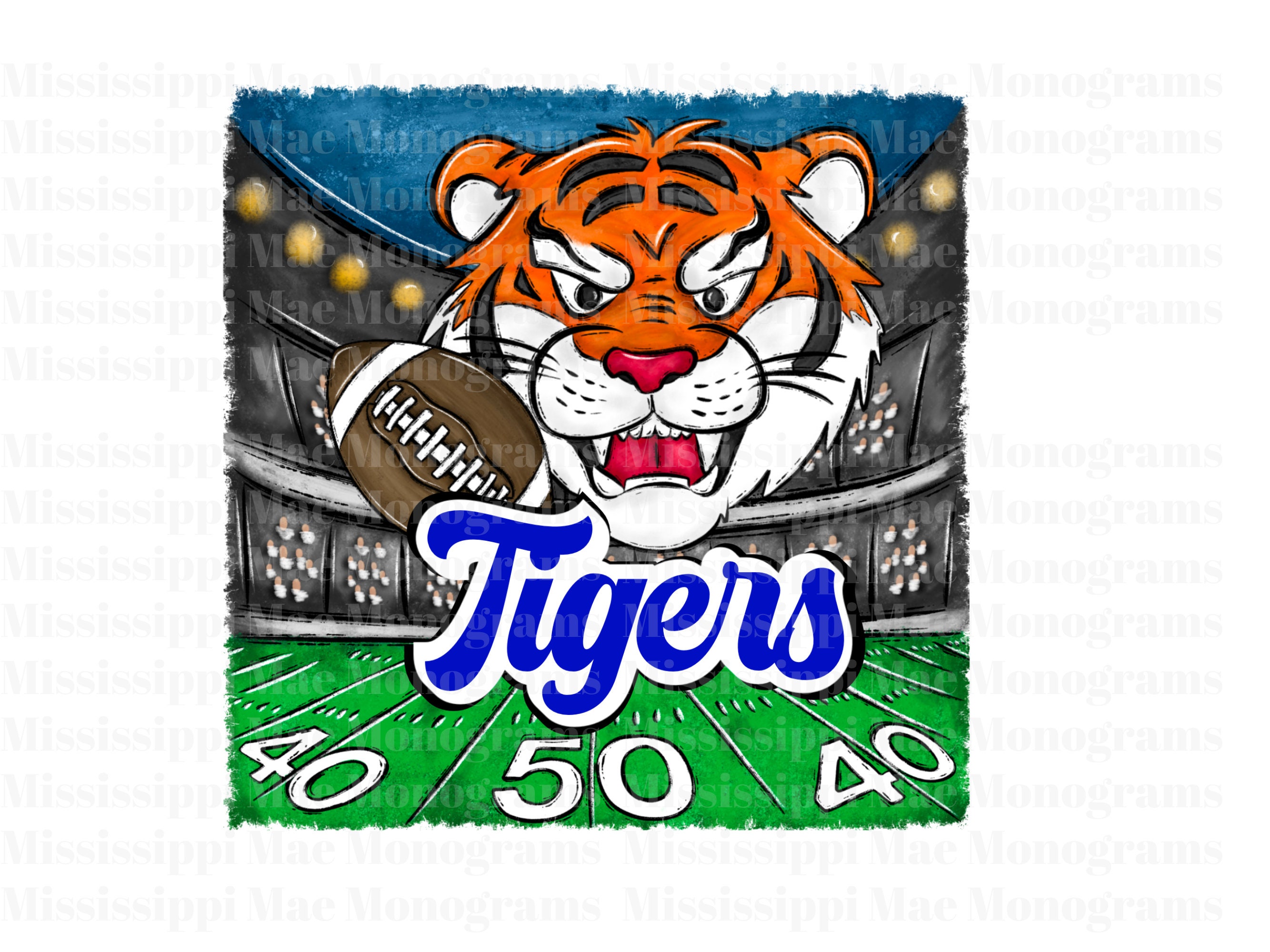 Tiger Football PNG Blue Tigers Sublimation Design for - Etsy