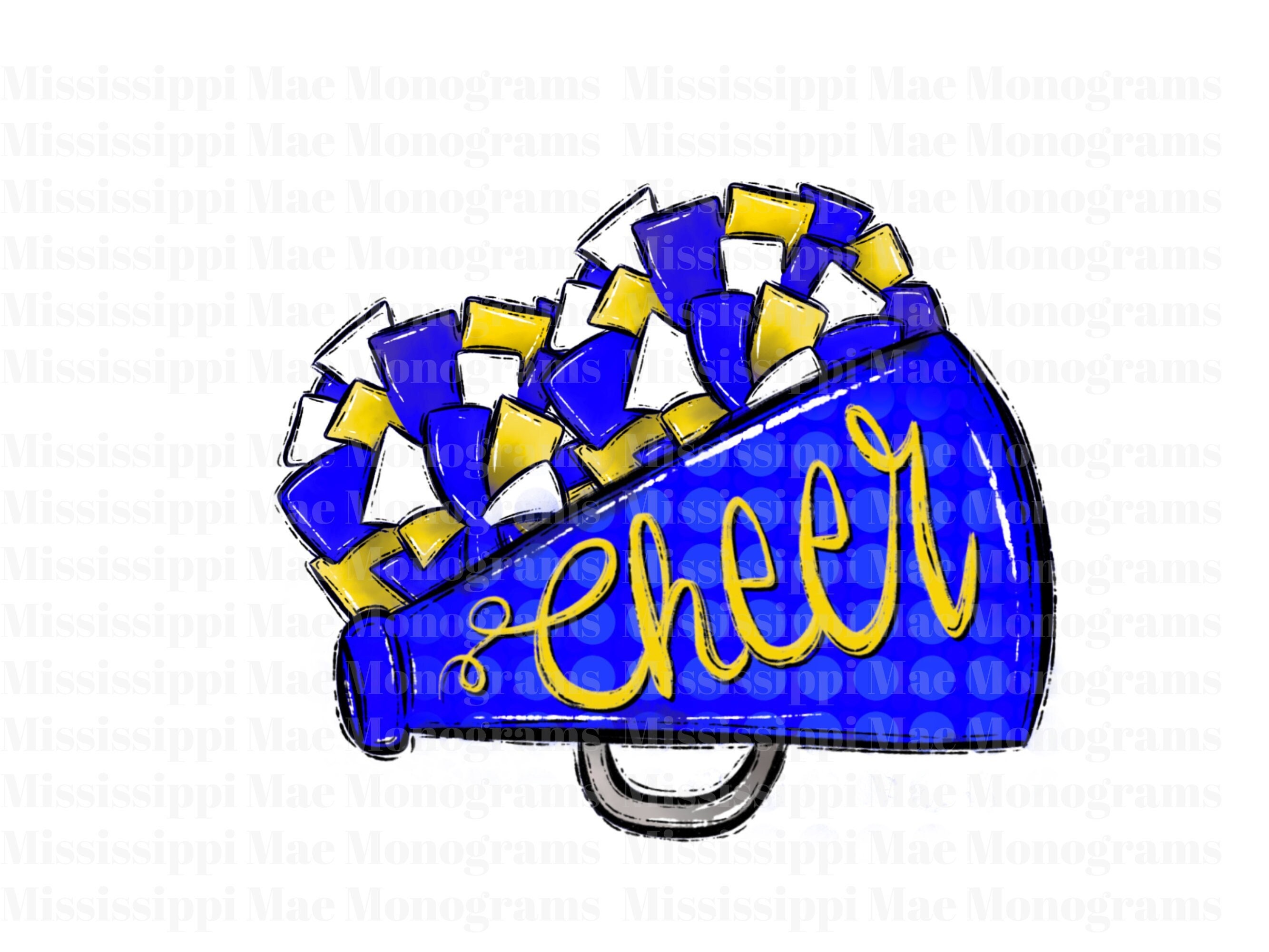 Blue and Yellow Cheerleader PNG, Blue and Yellow Pompoms, Sublimation ...
