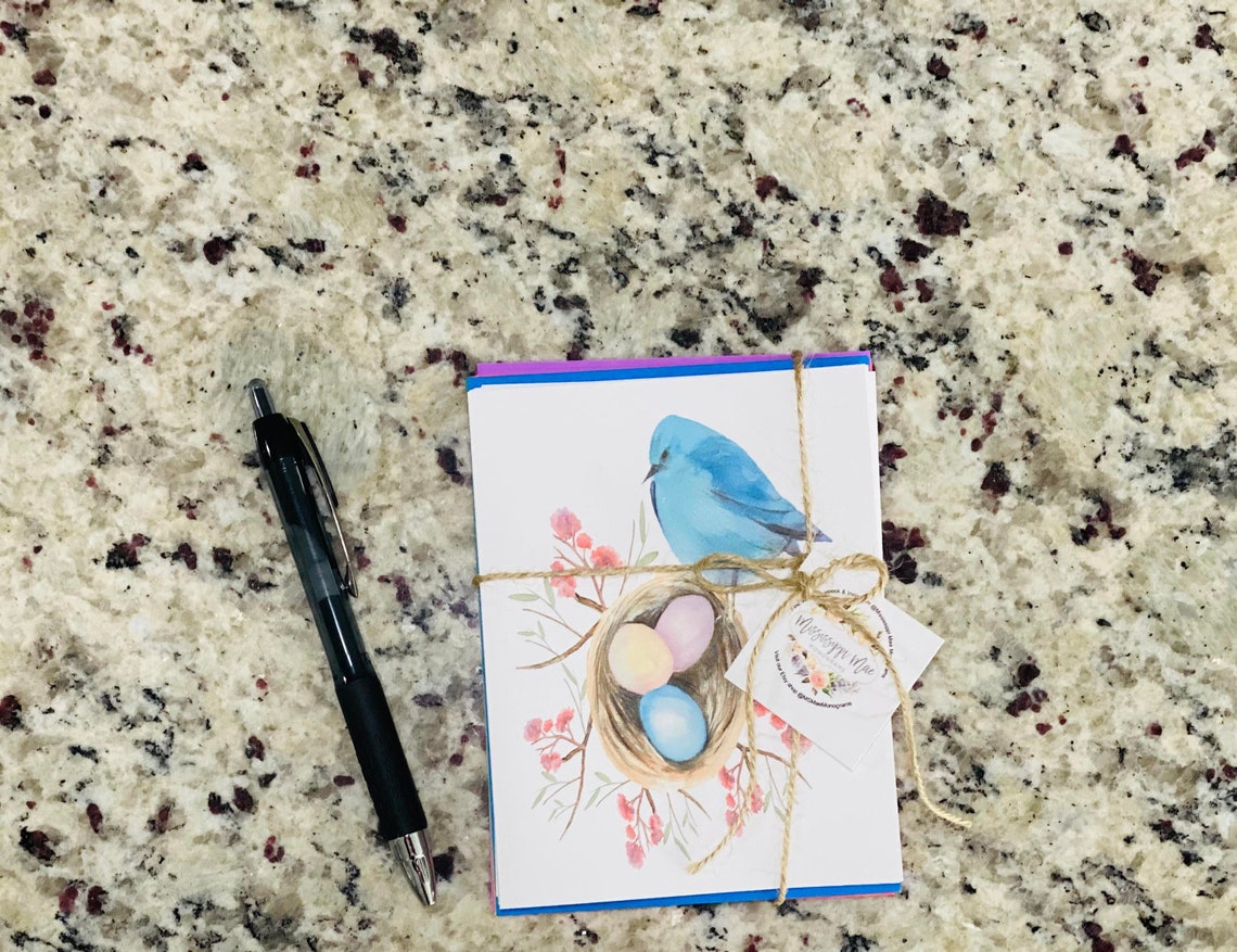 Spring Bird Note Card Set Thank You Cards Folded Notes - Etsy