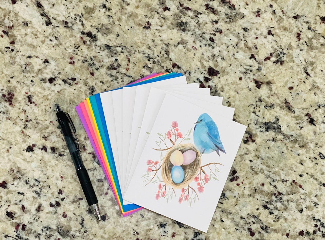 Spring Bird Note Card Set Thank You Cards Folded Notes - Etsy
