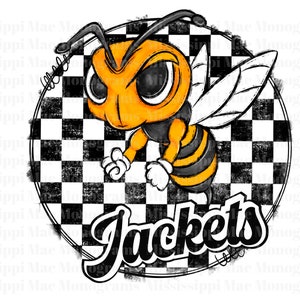 Yellow Jacket PNG, Trendy Mascot Digital Download, Sublimation Design ...