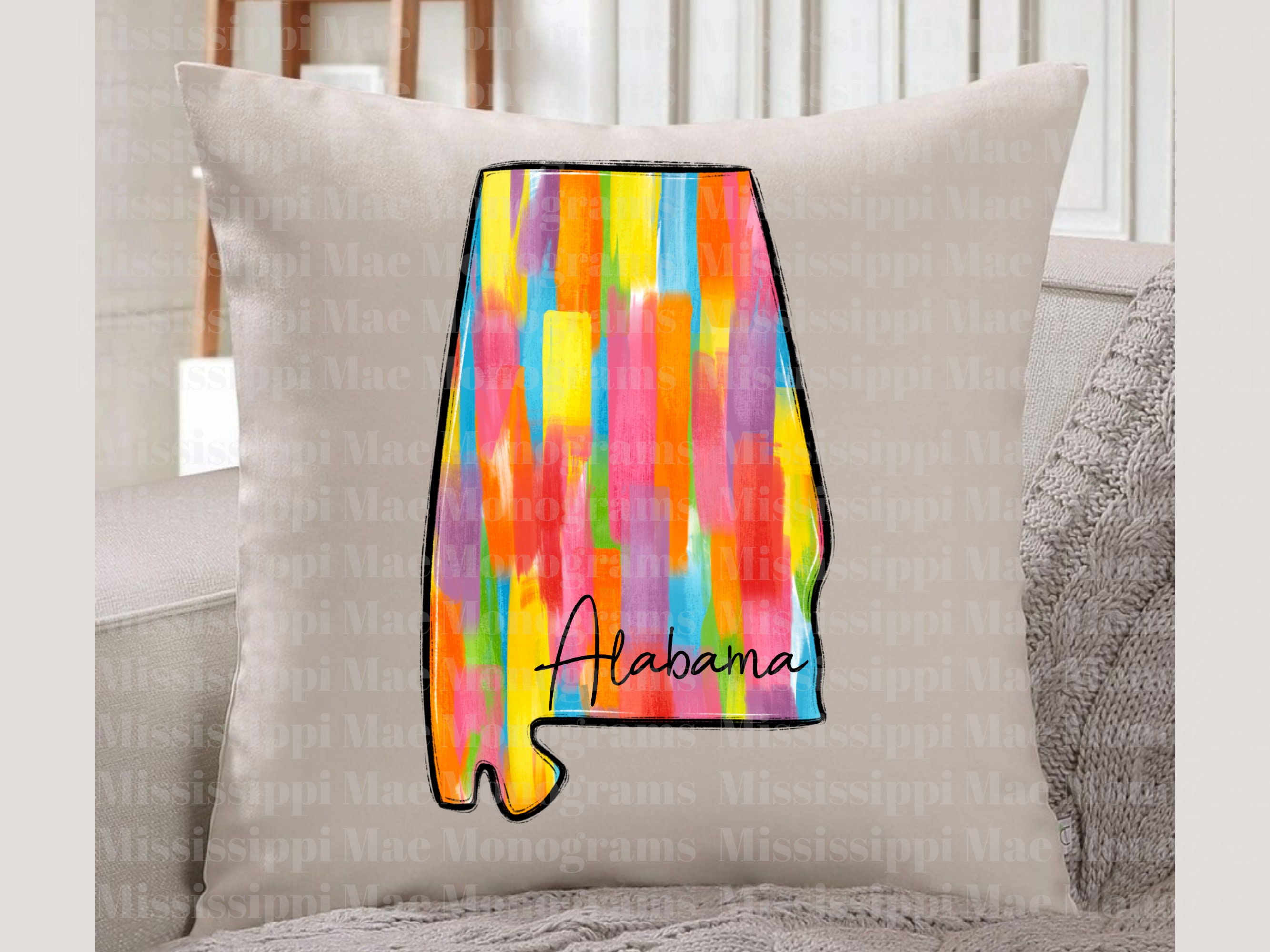 Brushed Alabama PNG, Colorful AL Digital Download, Printable State ...