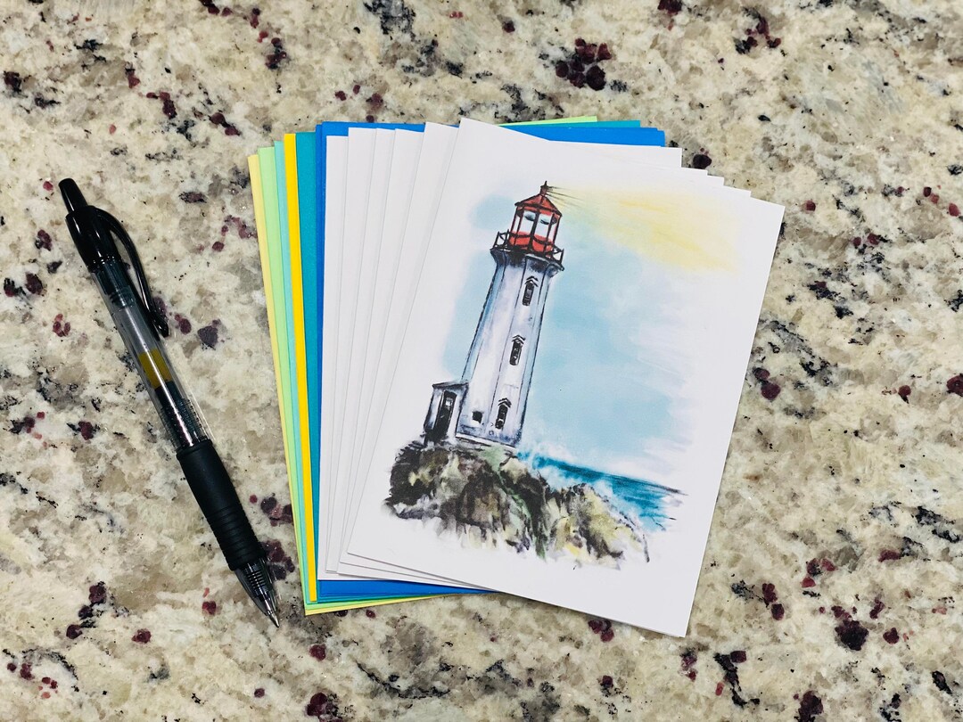 Lighthouse Note Cards, Folded Notes, Stationery Gift Set - Etsy