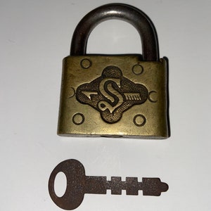 Vintage Slaymaker Smith Arrow Logo Lock & Key Set - Antique Brass Iron ...