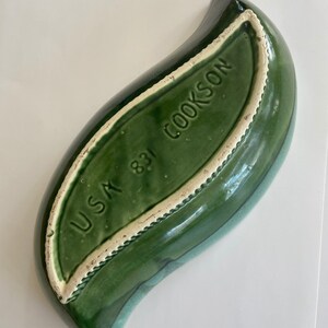Vintage 1950s Cookson Pottery Planter - Green Leaf Shaped Ceramic Dish ...