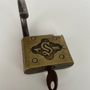 Vintage Slaymaker Smith Arrow Logo Lock & Key Set - Antique Brass Iron ...