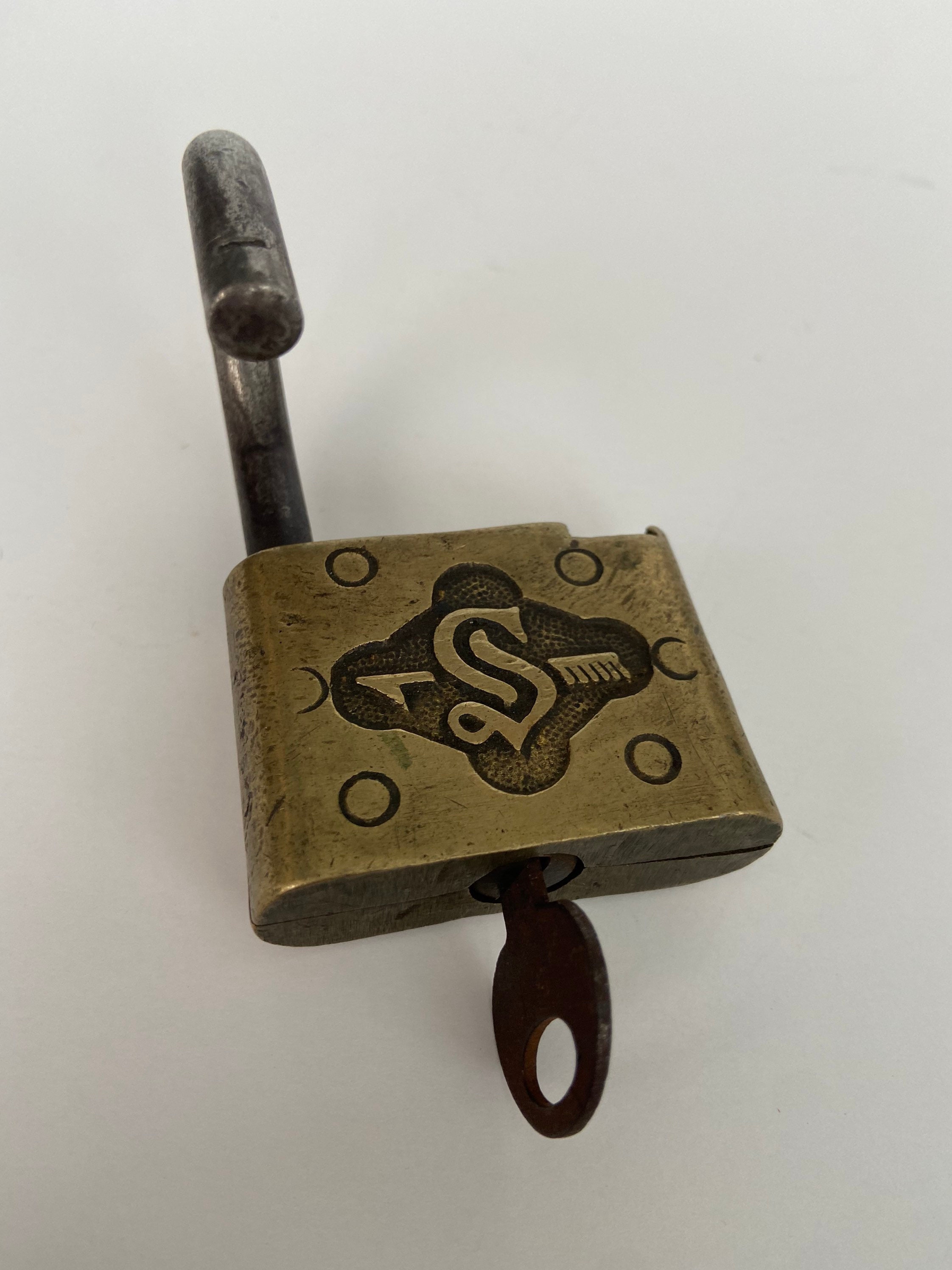 Vintage Slaymaker Smith Arrow Logo Lock & Key Set Antique Brass Iron ...