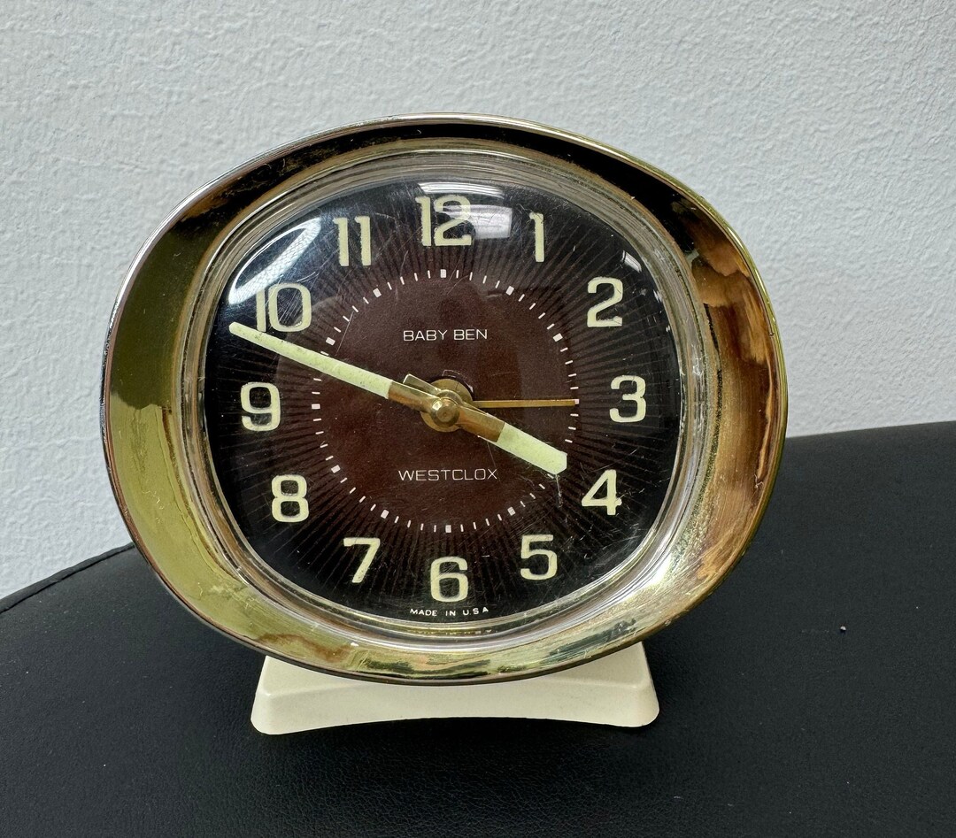 Vintage 1960s Big Ben Westclox Baby Ben Glow in Dark Small Alarm Clock ...