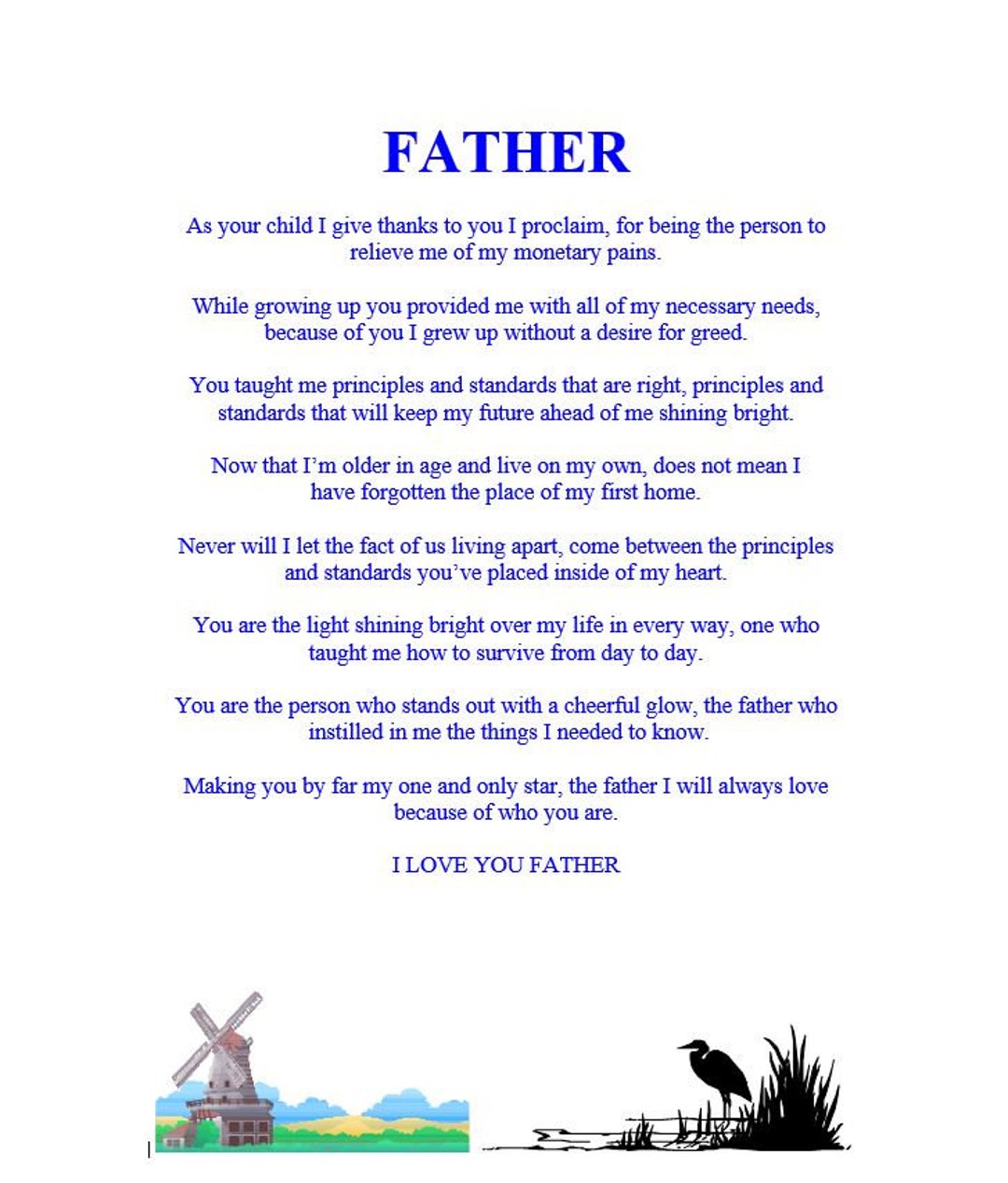 Father Digital Download Poem - Etsy