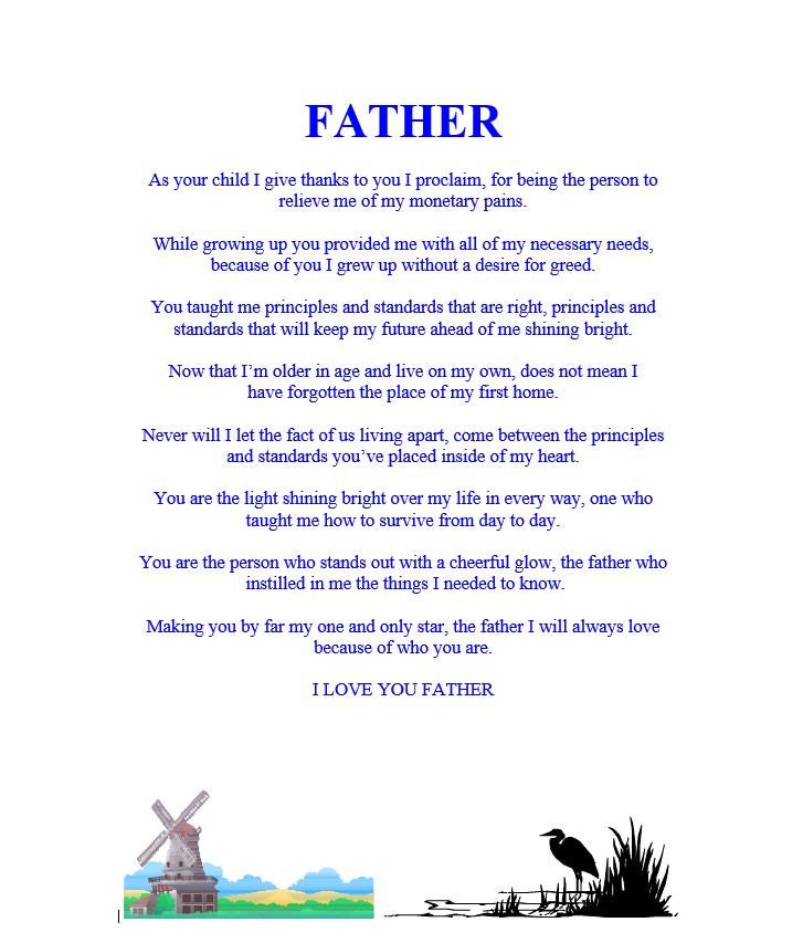Father Digital Download Poem - Etsy
