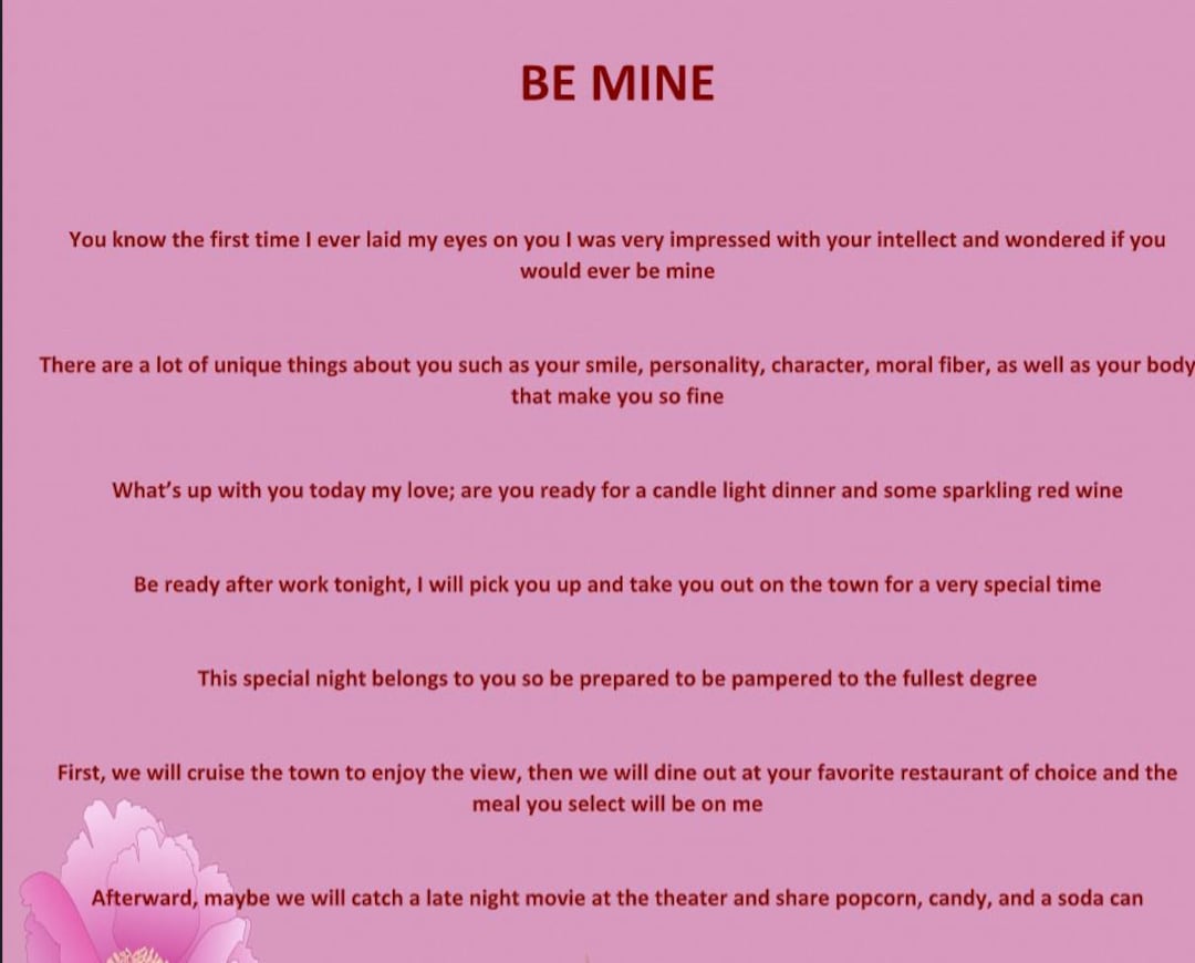 Be Mine Digital Download Poem - Etsy