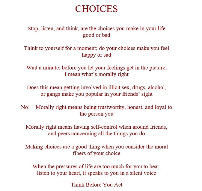 Choices Digital Download Poem - Etsy