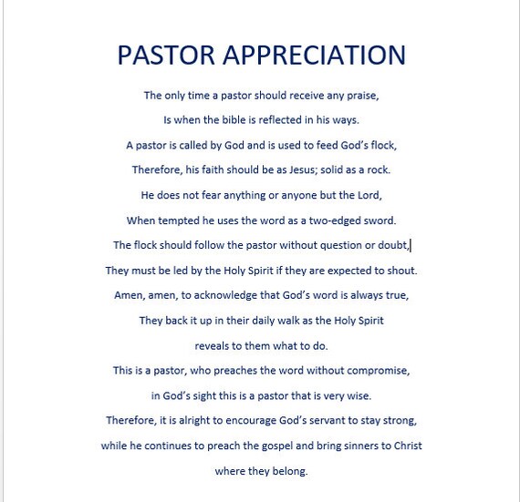 Pastor Appreciation Digital Download Poem Etsy
