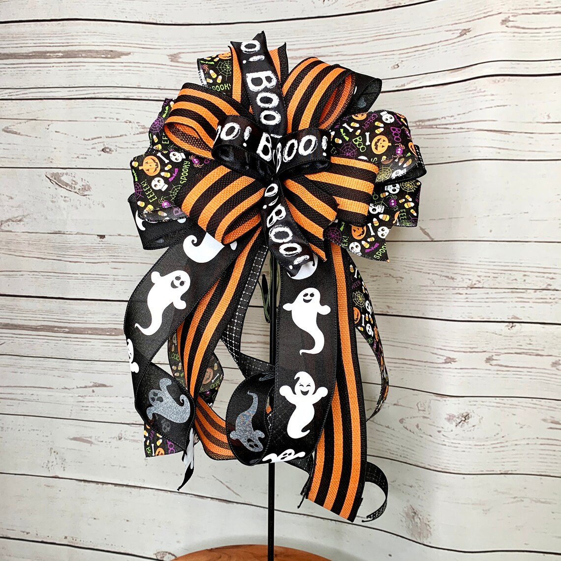 Cute Halloween Ghost Wreath Bow Black Orange Halloween Party | Etsy