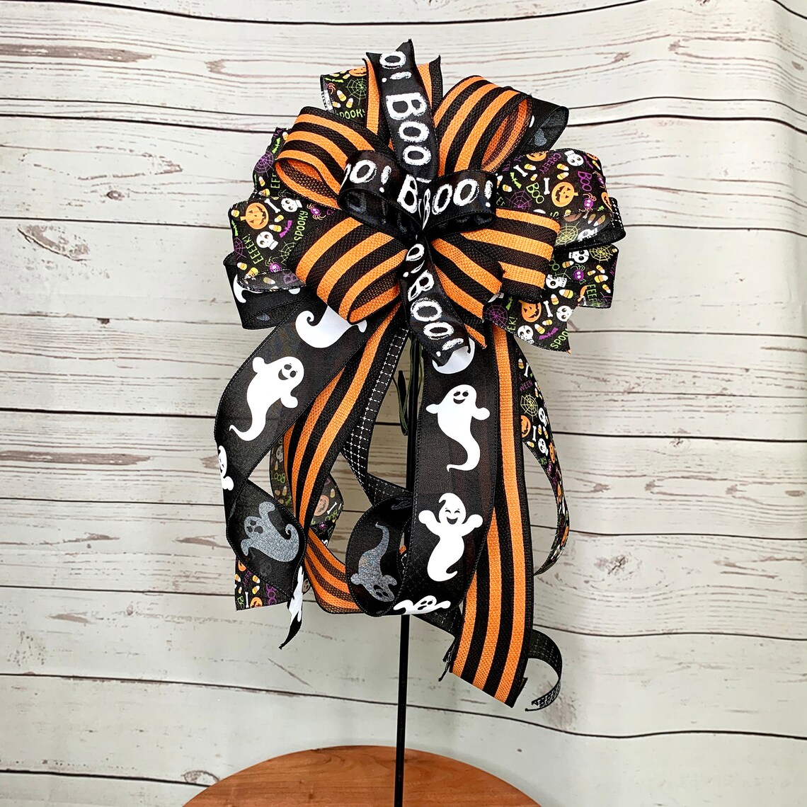 Cute Halloween Ghost Wreath Bow Black Orange Halloween Party | Etsy