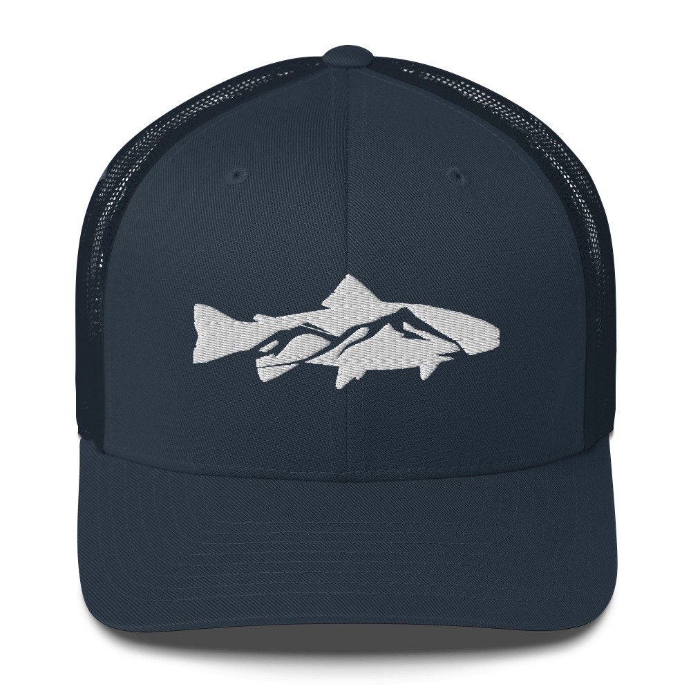 Fly Fishing Mountain Trucker Baseball Cap,fly Fishing Hat - Present for ...