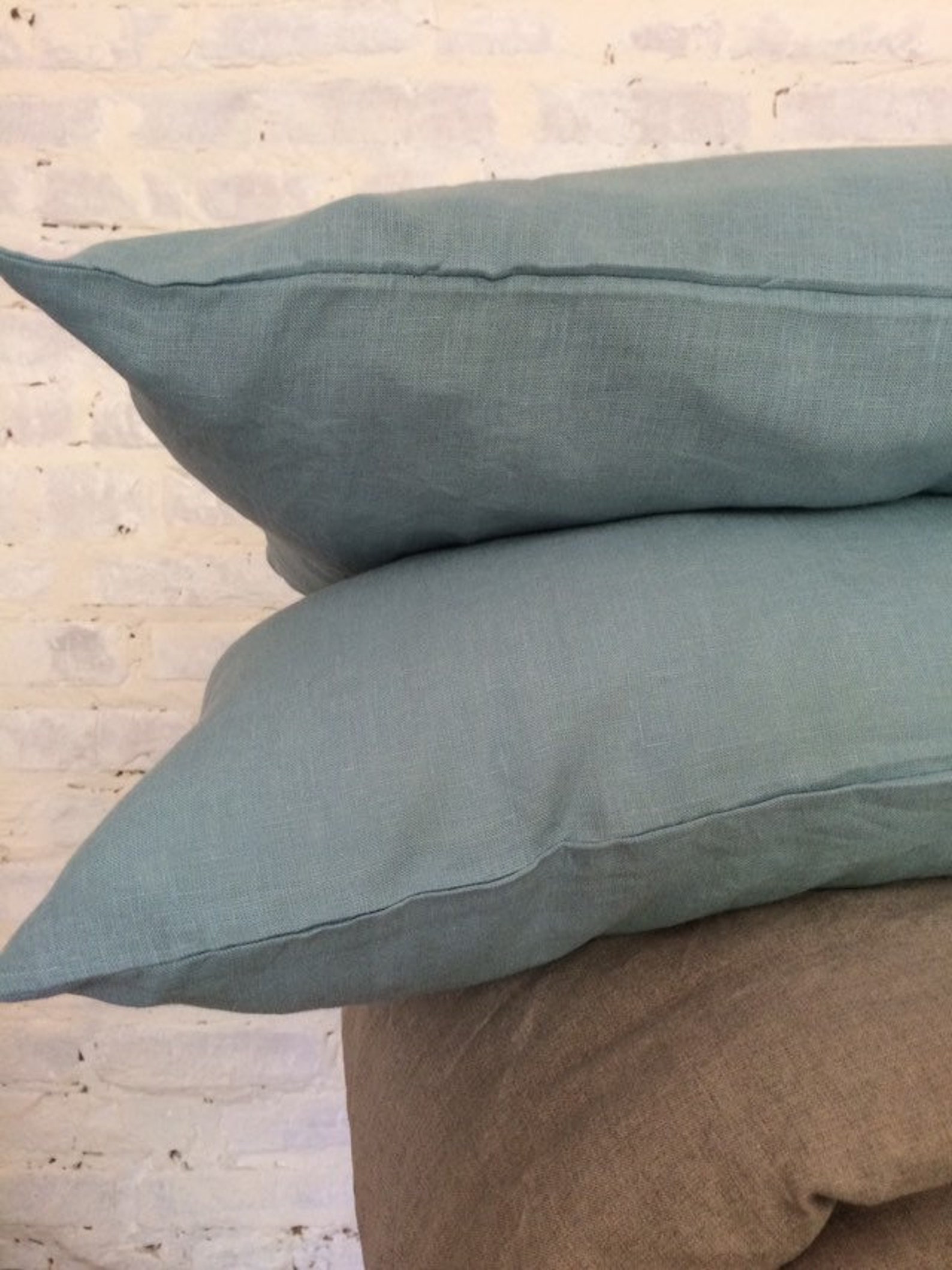 Set of Two Pure Linen Pillow Cases With Hidden Zipper Closure - Etsy