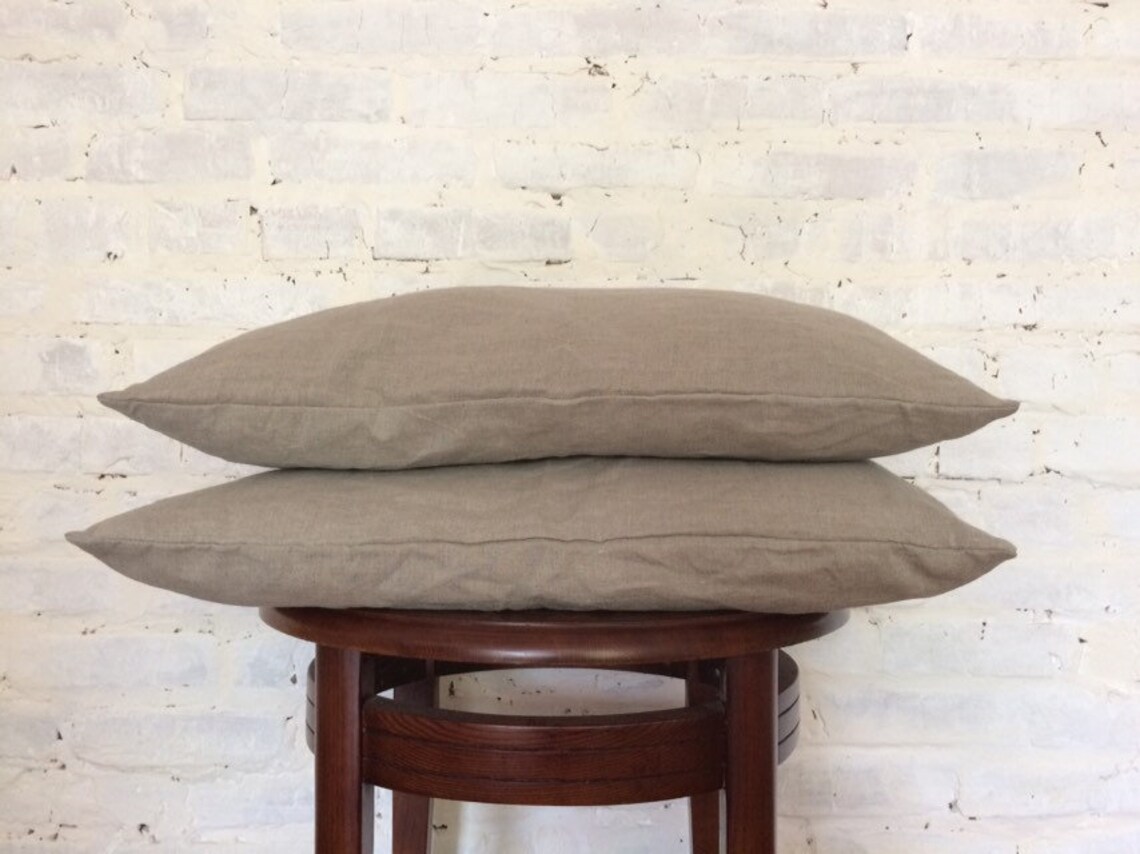 Set of Two Pure Linen Pillow Cases With Hidden Zipper Closure - Etsy