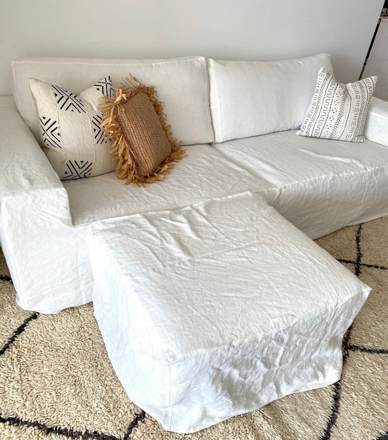 Linen Couch Cover Natural Sofa Slipcover Made of 100% - Etsy