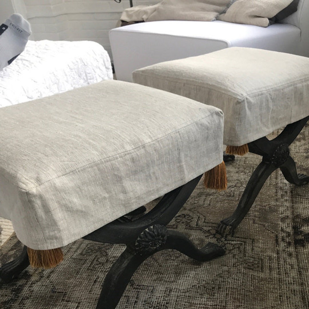 Chair Linen Covers - Square Slipcovers - Natural Eco-friendly Fabrics ...