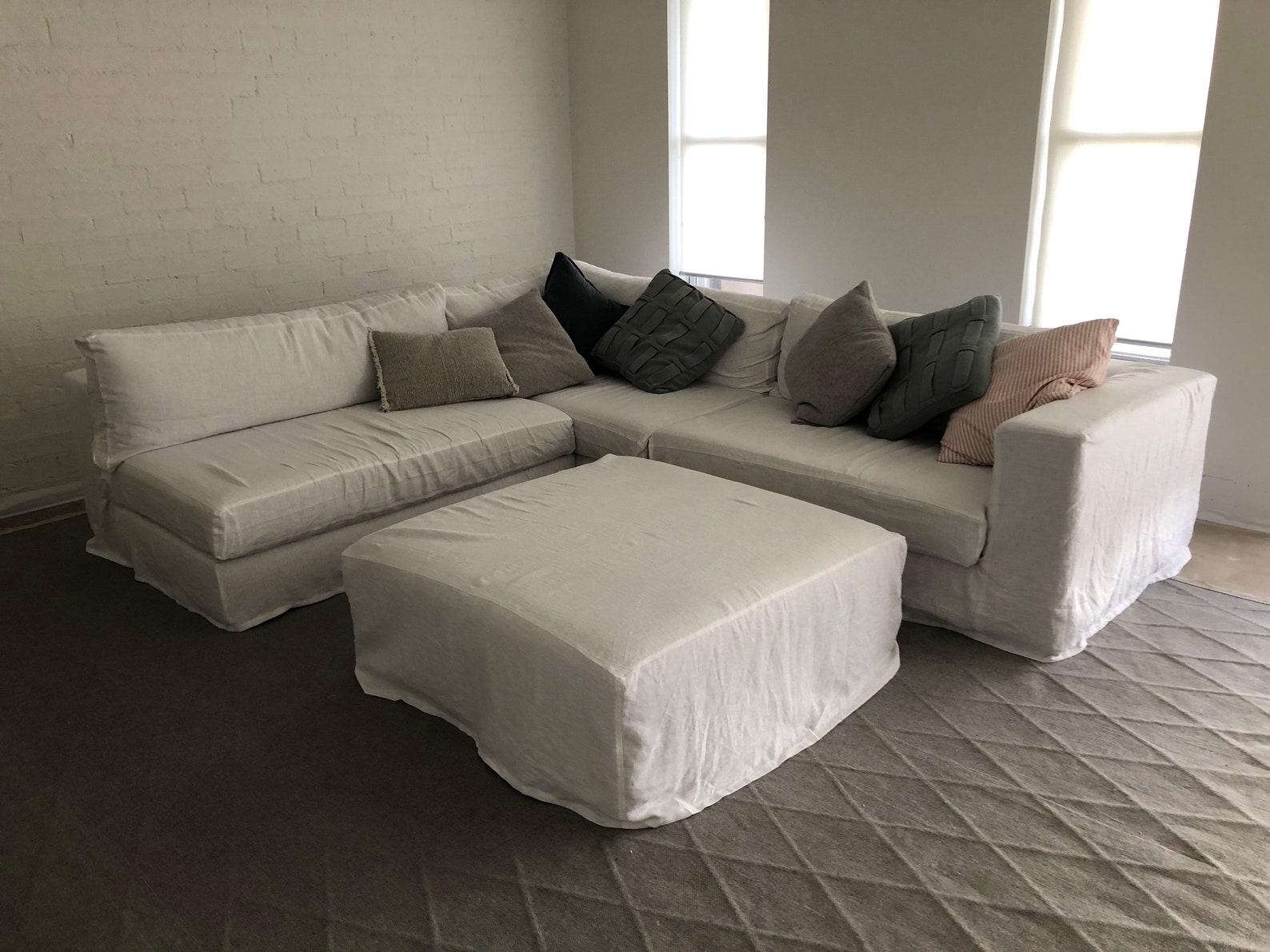 Linen Couch Cover - Natural Sofa Slipcover - Made of 100% Linen Machine ...