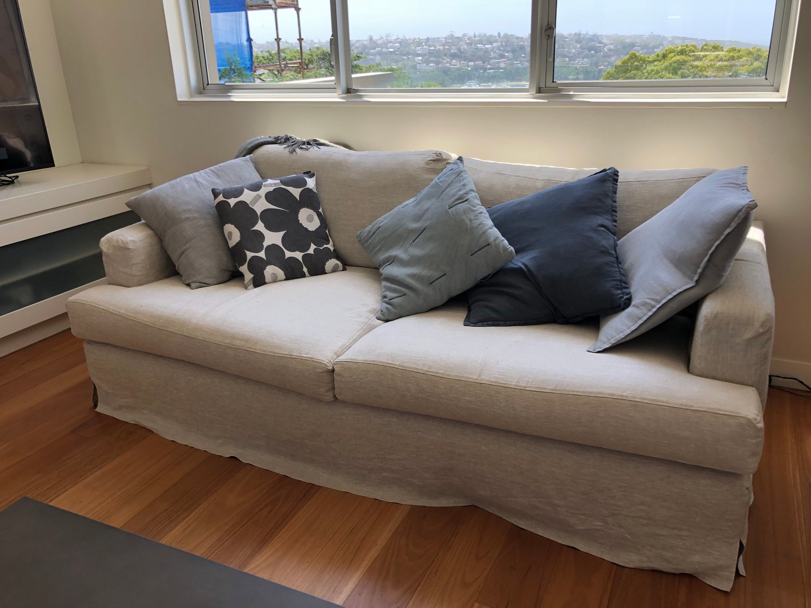 Linen Couch Cover - Natural Sofa Slipcover - Made of 100% Linen Machine ...